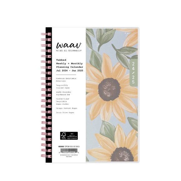 Waav | Office | Sunflower Weekly And Monthly Tabbed Planner July 224 ...
